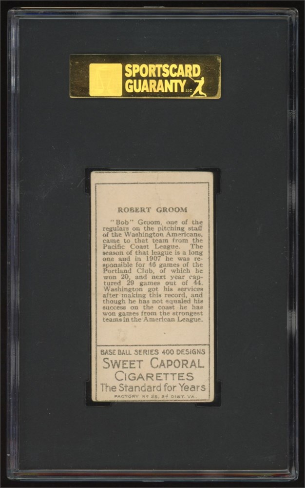 Collector Investor Auctions - T205 Sweet Caporal Robert Groom SGC 2 GOOD
