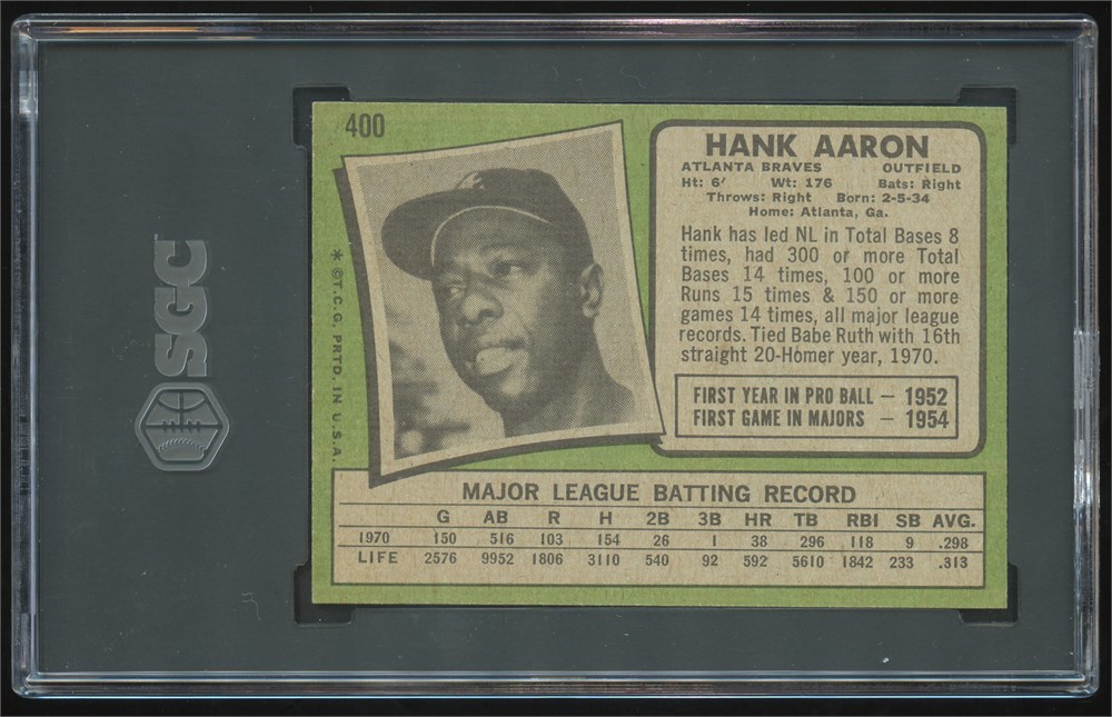 Collector Investor Auctions - 1971 Topps #400 Hank Aaron SGC 7.5 NM+