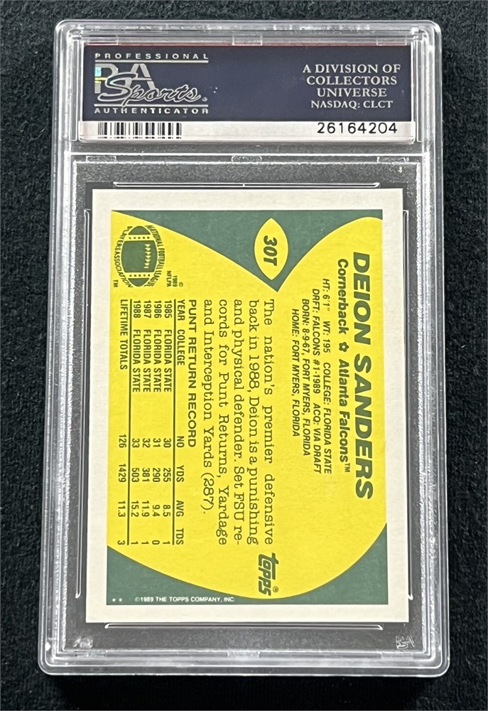Collector Investor Auctions - 1989 Topps Traded #30T Deion Sanders PSA ...