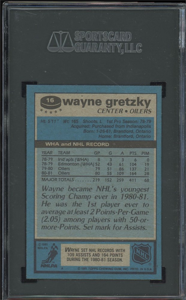 Collector Investor Auctions - 1981 Topps #16 Wayne Gretzky SGC 9 MINT