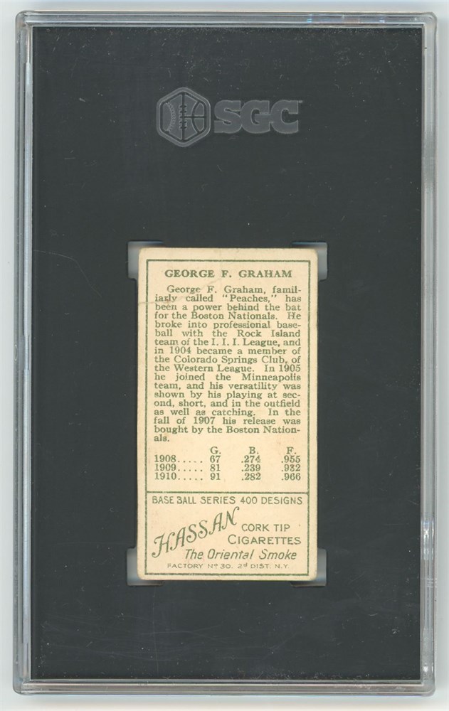 Collector Investor Auctions - 1911 T205 Hassan George Graham SP Cubs ...