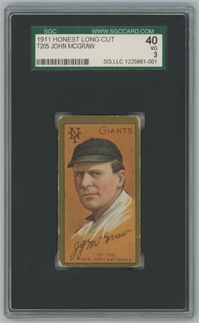 Collector Investor Auctions - 1911 T205 Honest Long Cut John McGraw SGC ...