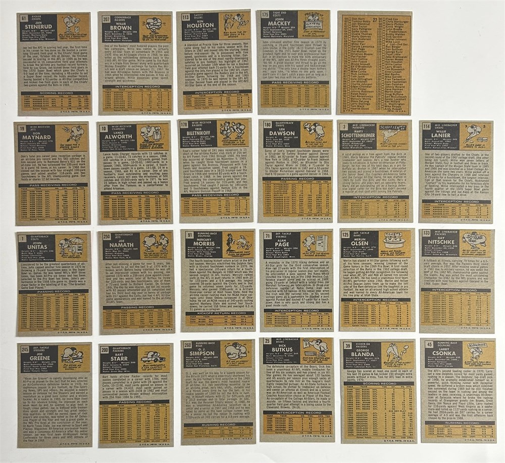 Collector Investor Auctions - 1971 Topps Football HOF/Stars Lot (23) w ...