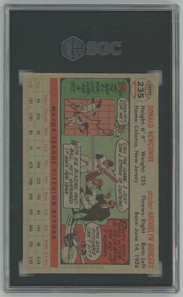 Collector Investor Auctions - 1956 Topps #235 Don Newcombe SGC 4 VGEX