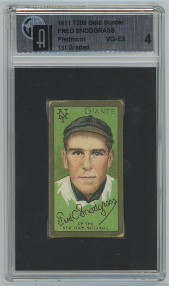 Collector Investor Auctions - 1911 T205 Piedmont Fred Snodgrass GAI 4 ...