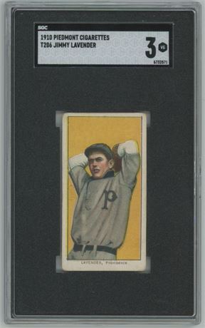 Collector Investor Auctions - 1909-11 T206 Piedmont Jimmy Lavender SGC 3 VG