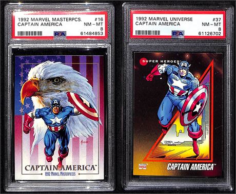 Collector Investor Auctions - (2) 1992 Marvel Captain America PSA 8 ...