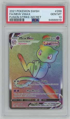 Collector Investor Auctions - 2021 Pokemon Sword & Shield Fusion Strike #268 Full Art Mew VMAX ...