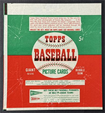 Collector Investor Auctions - 1952 Topps Baseball Wax Pack Wrapper