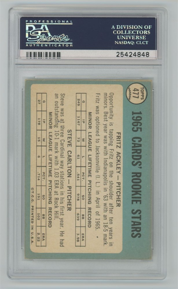 Collector Investor Auctions - 1965 Topps #477 Steve Carlton RC PSA 4 VGEX