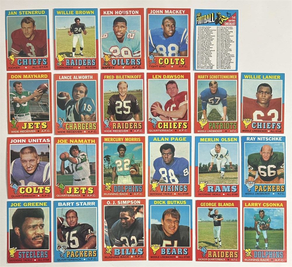 Collector Investor Auctions - 1971 Topps Football HOF/Stars Lot (23) w ...