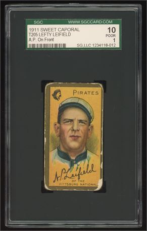 Collector Investor Auctions - T205 Sweet Caporal Lefty Leifield A.P. On ...