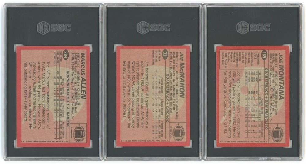Collector Investor Auctions - 1983 Topps Football SGC Graded Lot (3) w ...
