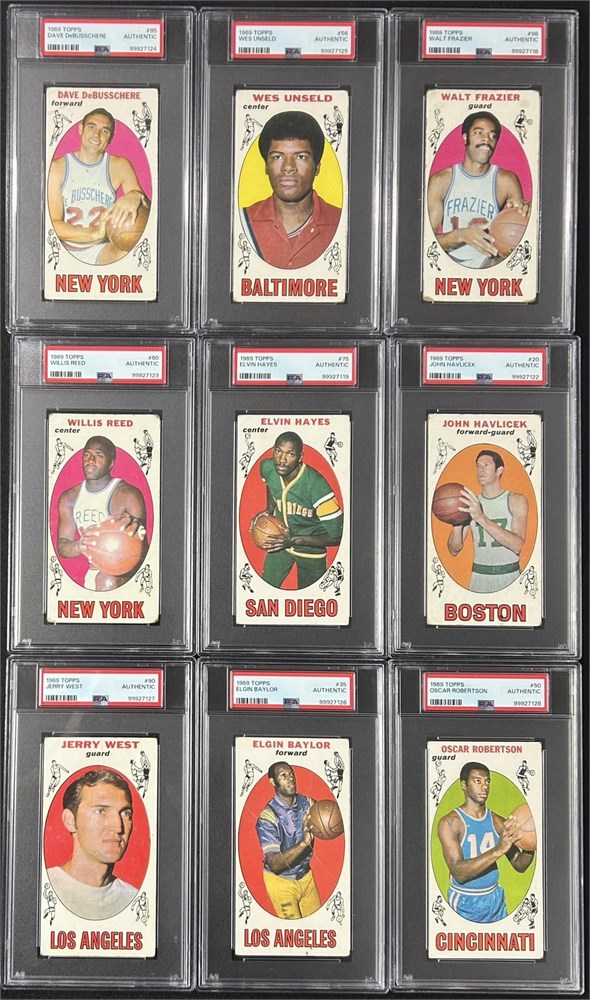 Collector Investor Auctions - 1969 Topps PSA Authentic Lot (9) w/ West, Hays, O Robertson ...