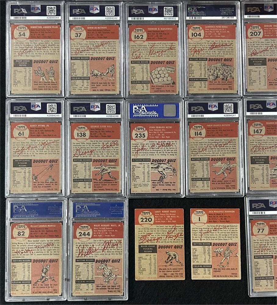 Collector Investor Auctions - 1953 Topps Baseball Complete Set (1-280) w/ 35 PSA EX-EXMT Avg See ...